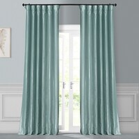 Exclusive Fabrics Solid Faux Silk Taffeta Robin's Egg Curtain (1 Panel ...