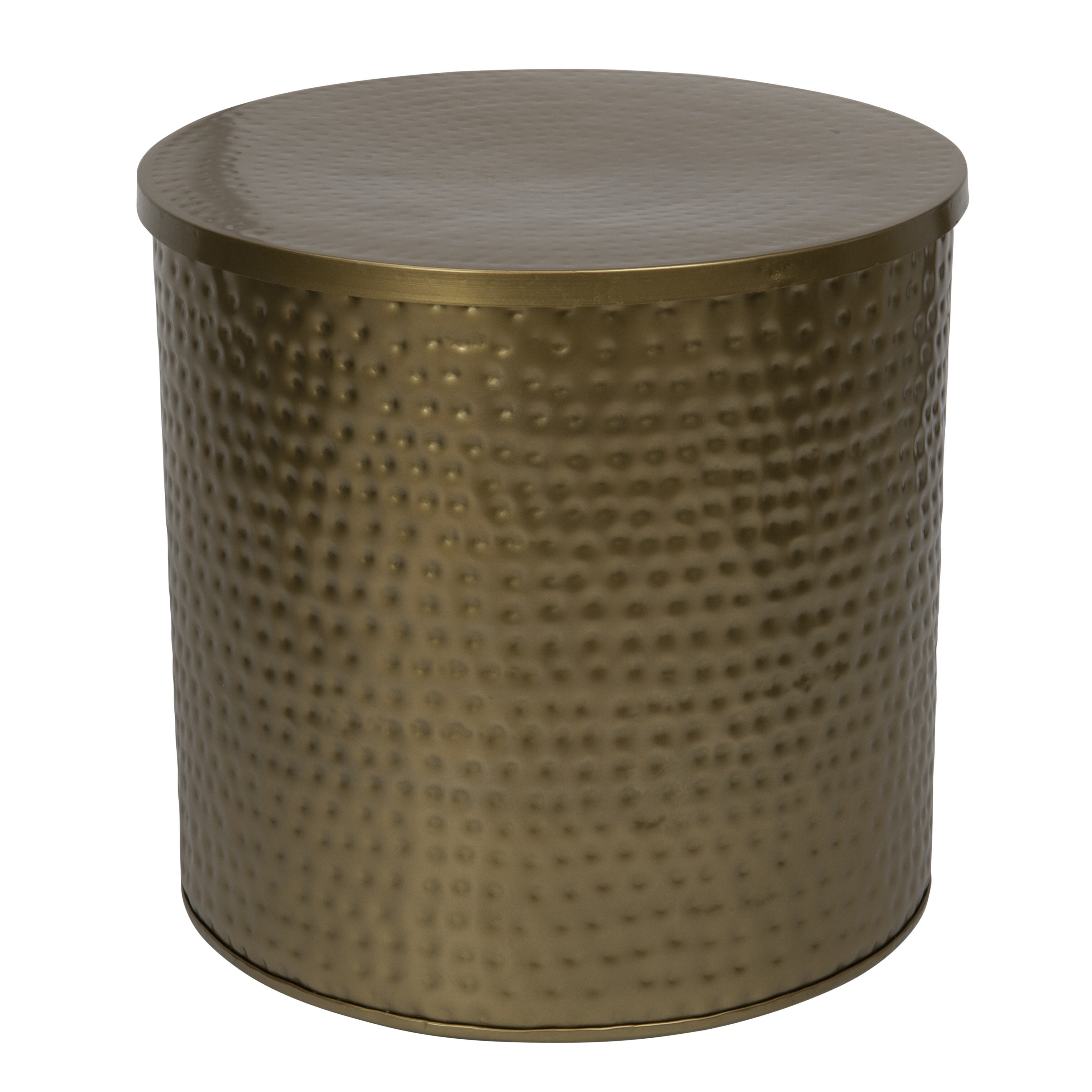 Hammered metal drum table store