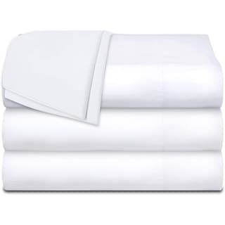 Twin Flat Sheets 3 Pack, White Cotton Flat Bed Sheet - Bed Bath ...