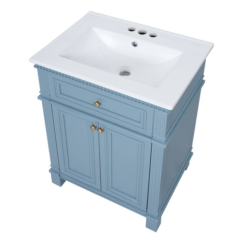 24'' Bathroom Vanity with Ceramic Sink, Freestanding Bathroom Cabinet ...