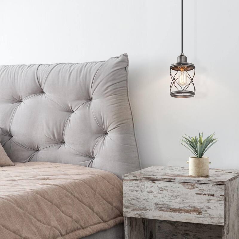 Modern Farmhouse 1-Light Metal Cage Pendant for Kitchen Island - D5"*H7 ...