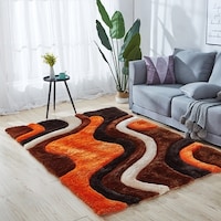 Mateos Collection Geometric Orange/Brown Area Rug - Bed Bath & Beyond ...