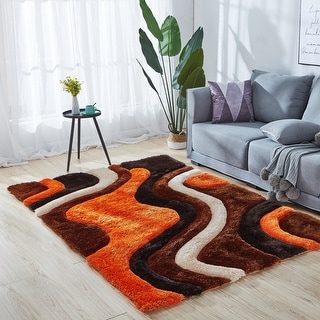 Mateos Collection Geometric Orange/Brown Area Rug - Bed Bath & Beyond ...