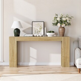 Roomfitters Japandi Minimalist Waterfall Console Table, Modern Slim ...