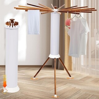 Portable Teak Tripod Drying Rack - 16 Waterproof Rods - Bed Bath ...