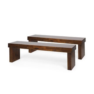 Greenway Acacia Wood Rustic Dining Benches by Christopher Knight Home ...