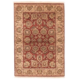 ECARPETGALLERY Hand-knotted Finest Agra Jaipur Dark Red Wool Rug - 4'1 ...