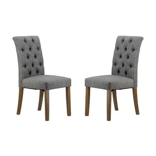 Wooden Tufted Back Dining Chairs With Soft Cushion 38.5" 2Ct Gray - Bed ...