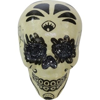 5.5-in. Off-White Sugar-Skull Inspired Day of the Dead Decorative Skull ...