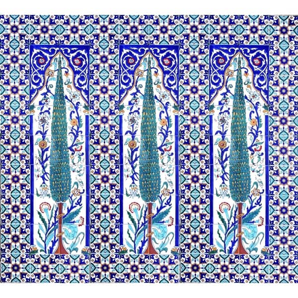 60in x 54in Pine Tree Backsplash Mosaic 90pc Tile Ceramic Wall Mural ...