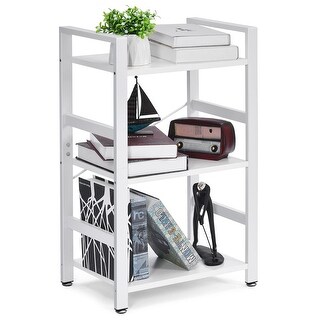 3 Tier Bookshelf, White Small Bookshelf for Small Spaces, Short Wooden ...