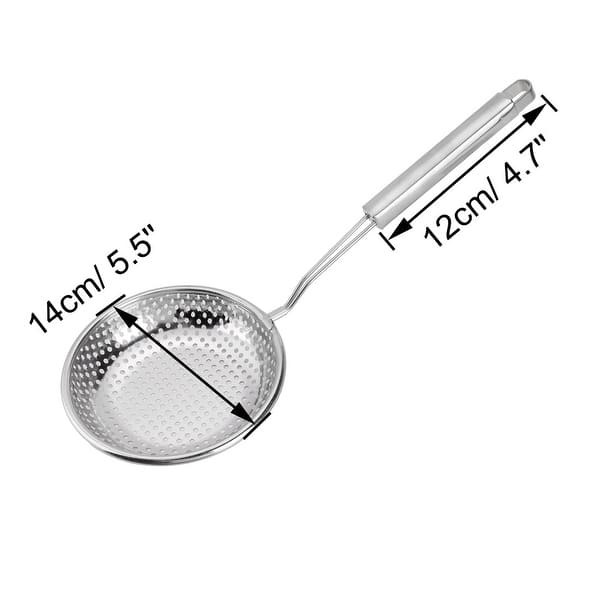 Home Kitchen Cookware Silver Tone Stainless Steel Perforated Ladle ...
