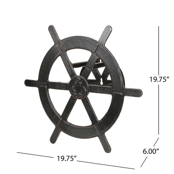 Vanora Outdoor Aluminum Ship Wheel Hose Holder by Christopher Knight ...