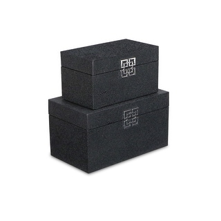 Set of 2 Black and Silver Raised Bubble Box with Double Happiness ...