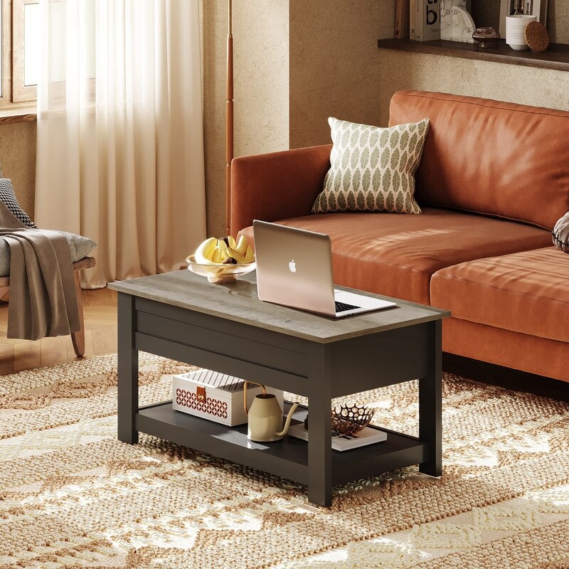 Modern Lift Top Coffee Table 47.24 D x 20.87 W x 18.5 H Espresso