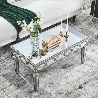 Elegant shiny silver mirror coffee table cocktail table - Bed Bath ...