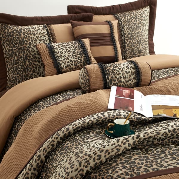 bebe leopard comforter set