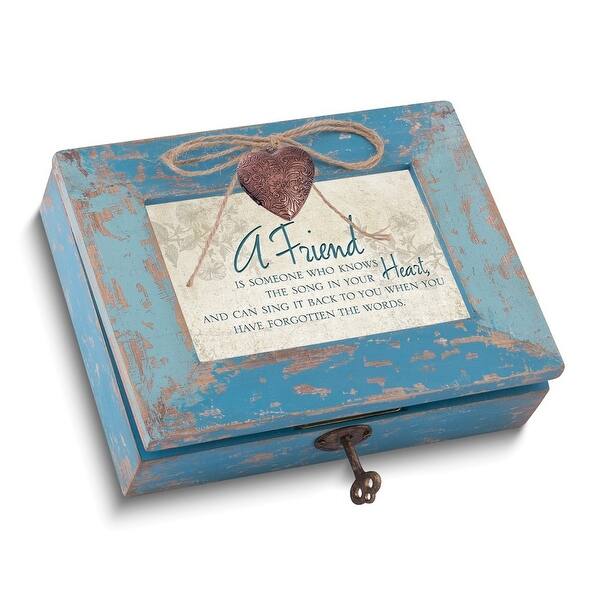 Curata Distressed Finish Wood Friend Sentiment Heart Locket Music Box ...