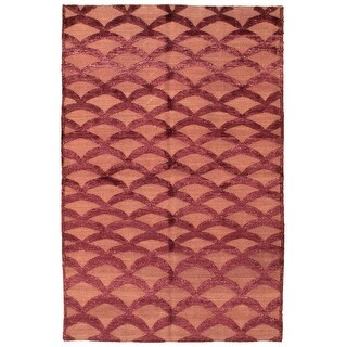 ECARPETGALLERY Hand-knotted Tangier Burgundy Wool Rug - 4'10 x 7'10 ...