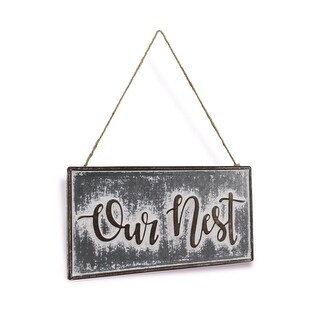 13" Gray Rustic Hanging Our Nest Wall Sign with Rope - Bed Bath ...