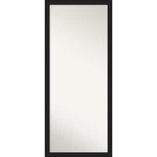 Midnight Black Narrow Non-Beveled Wood Framed Full-Length Floor Leaner ...