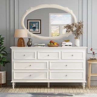 55.2"W Timechee 7 Drawer Dresser Chest Cabinet Storage Lacquered Wood ...