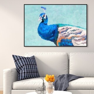 Oliver Gal 'Bright Peacock ' Animals Wall Art Framed Canvas Print ...