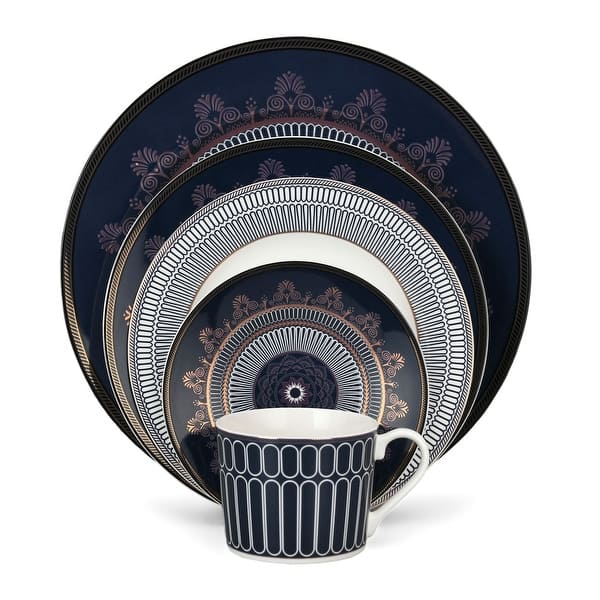 STP Goods Lux Cobalt Bone China Dinnerware Set of 20 for 4 pers. - Bed ...