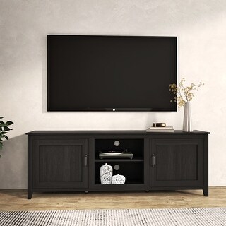 TV Stand Storage Media Console Entertainment Center, Tradition Black ...