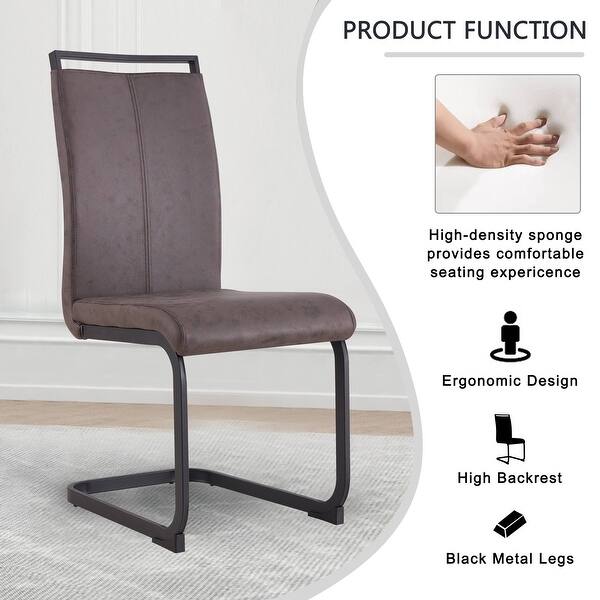 Set of 4 Modern Dining Chairs with C-shaped Tube Black Metal Legs - Bed ...