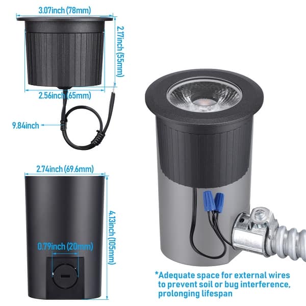 3W LED Outdoor Well Light, 12-24V AC/DC In-Ground Landscape Lighting ...