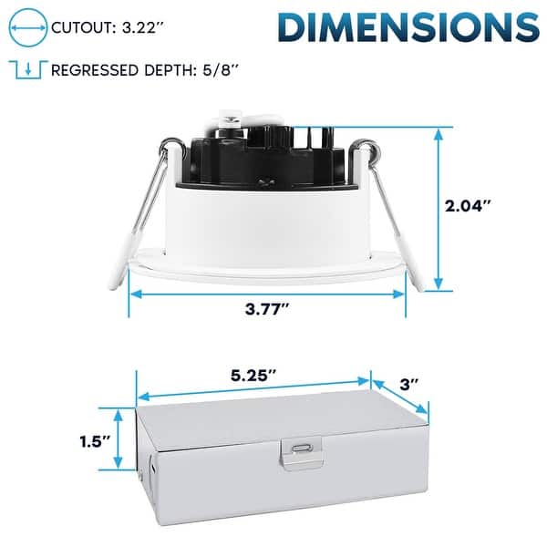 Luxrite 3" LED Recessed Ceiling Light J-Box 10W 5 Color Selectable ...