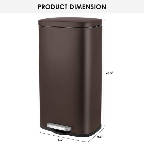 8 Gallon Step Trash Can, Stainless Steel Garbage Bin, Soft-Close ...