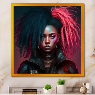 Designart "Cyberpunk Woman With Curvy Hair III" Contemporary Glam ...
