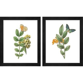 Wild Apple Portfolio 'Greenery Butterflies' Framed Art (Set of 2) - Bed ...