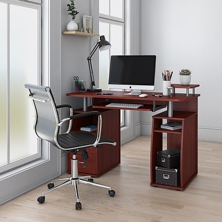 Pull Out Keyboard Panel Workstation Computer Desk with Storage Student ...