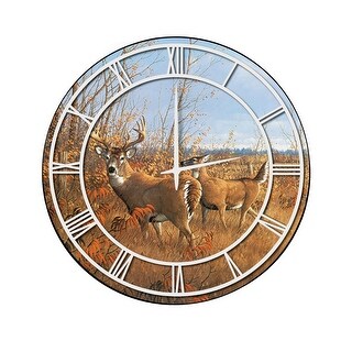 Wall Clock with Full Coverage Art - Sumac Buck - White Numbers - 24" x ...