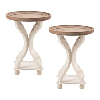 Rustic Farmhouse Cottagecore Accent End Table, Natural Tray Top Side ...