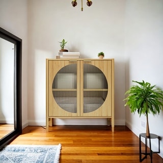 2 Door Server Console Table Bamboo Sideboard Buffet Storage Cabinet for ...