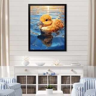 Designart "Swimming Yellow Duck In River" Duck Wall Decor Yellow ...