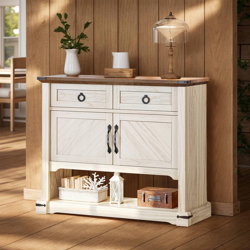 Moasis 35-Inch Farmhouse Console Table, Entry Table with 2 Drawers and ...