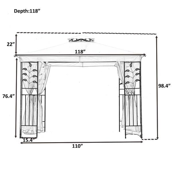 Merax Outdoor Gazebo Double Roof Vented Gazebo Canopy (10Ft. Wx8Ft. H ...
