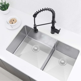STYLISH 32 L inches x 18 W inches Stainless Steel Double Basin Low ...
