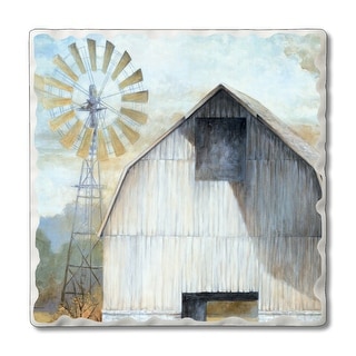 Counterart Absorbent Stone Coasters - White Barn - Set of 4 - 4x4x1.328 ...