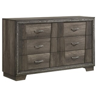 Janie 62 Inch Wide Dresser with 6 Drawers, Felt Lining, Gray Pine Wood ...