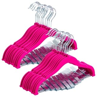 24 Pack Hot Pink Velvet Hangers with Clips 12 In - Bed Bath & Beyond ...