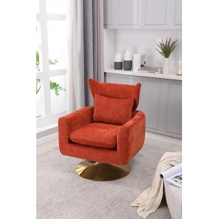 Swivel Lounge Sofa 360Swivel Barrel Chair w/ Curved Neck Brace, Orange ...