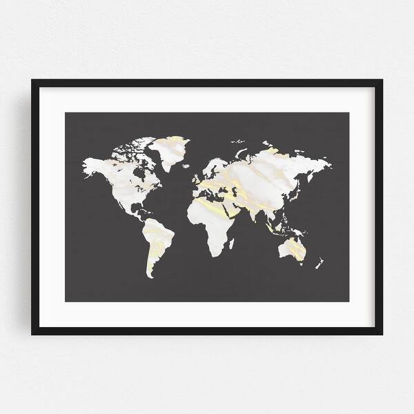 Marbel Gold World Map Collage Maps Art Print/Poster - Bed Bath & Beyond ...