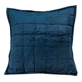 20" x 7" x 20" Transitional Navy Blue Quilted Pillow Cover With Poly ...