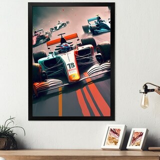 Designart "Formula Car Racing VII" Modern Framed Art Print - Bed Bath ...